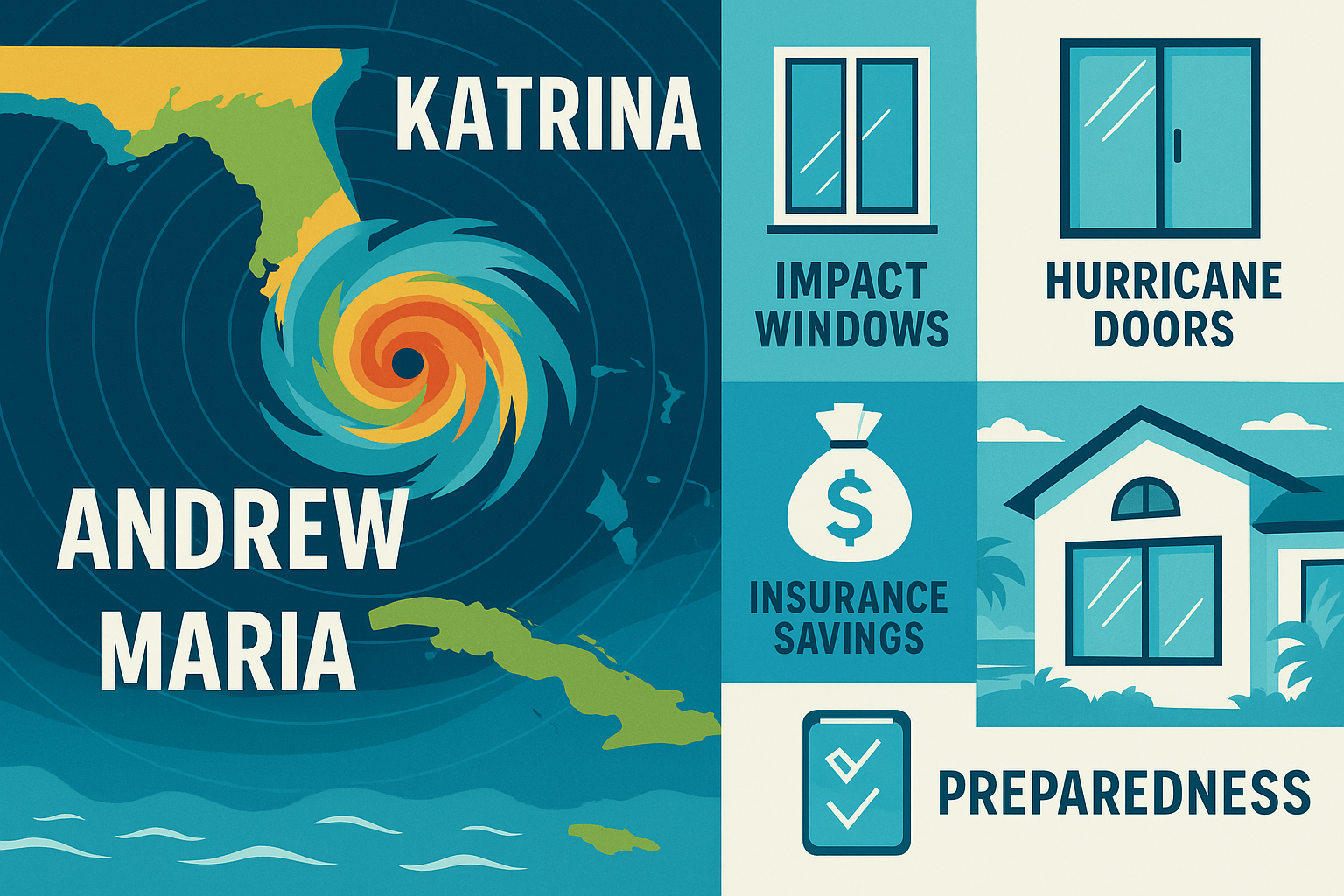 Infographic showing famous hurricanes Katrina, Andrew, and Maria with ...